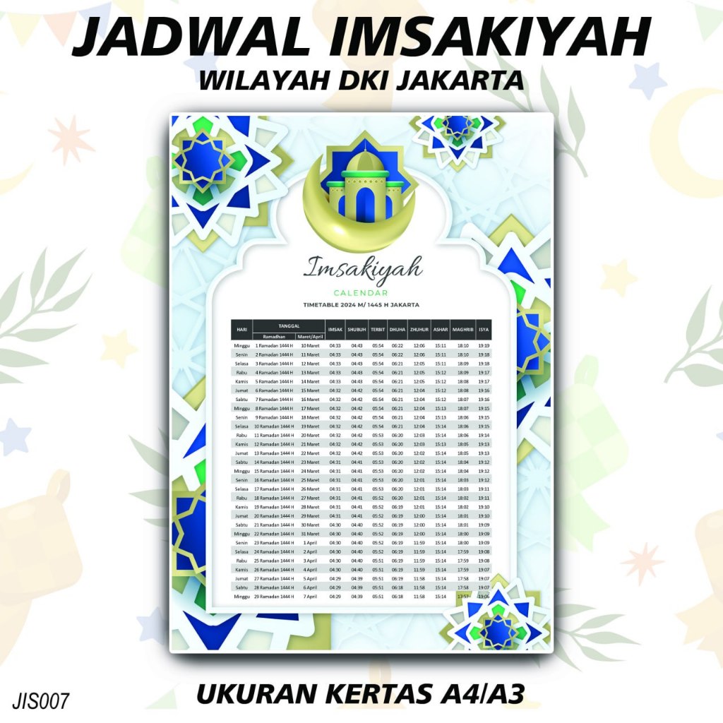 Jual Jadwal Puasa Seluruh Indonesia (Bisa Custom Wilayah) Puasa Tahun ...