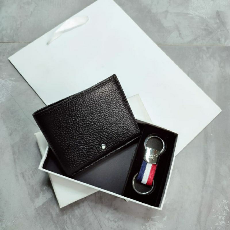 Jual Dompet Lipat Kulit Set Gantungan Kunci Branded monblank/Dompet ...