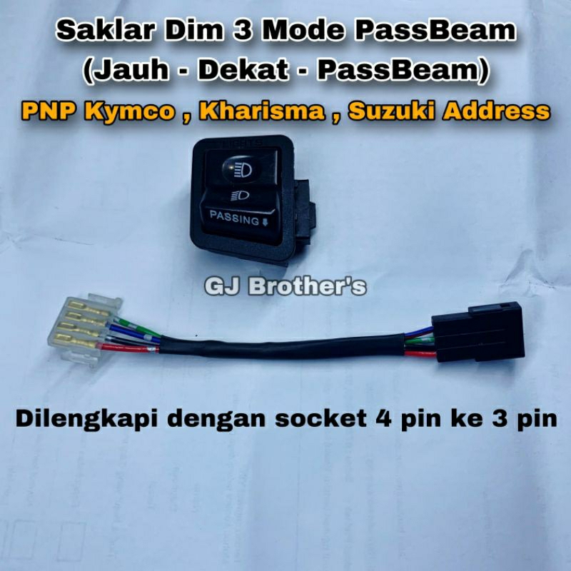 Jual Tombol Saklar Dim 3 Mode 3 Titik PassBeam Jauh Dekat PNP Kymco ...