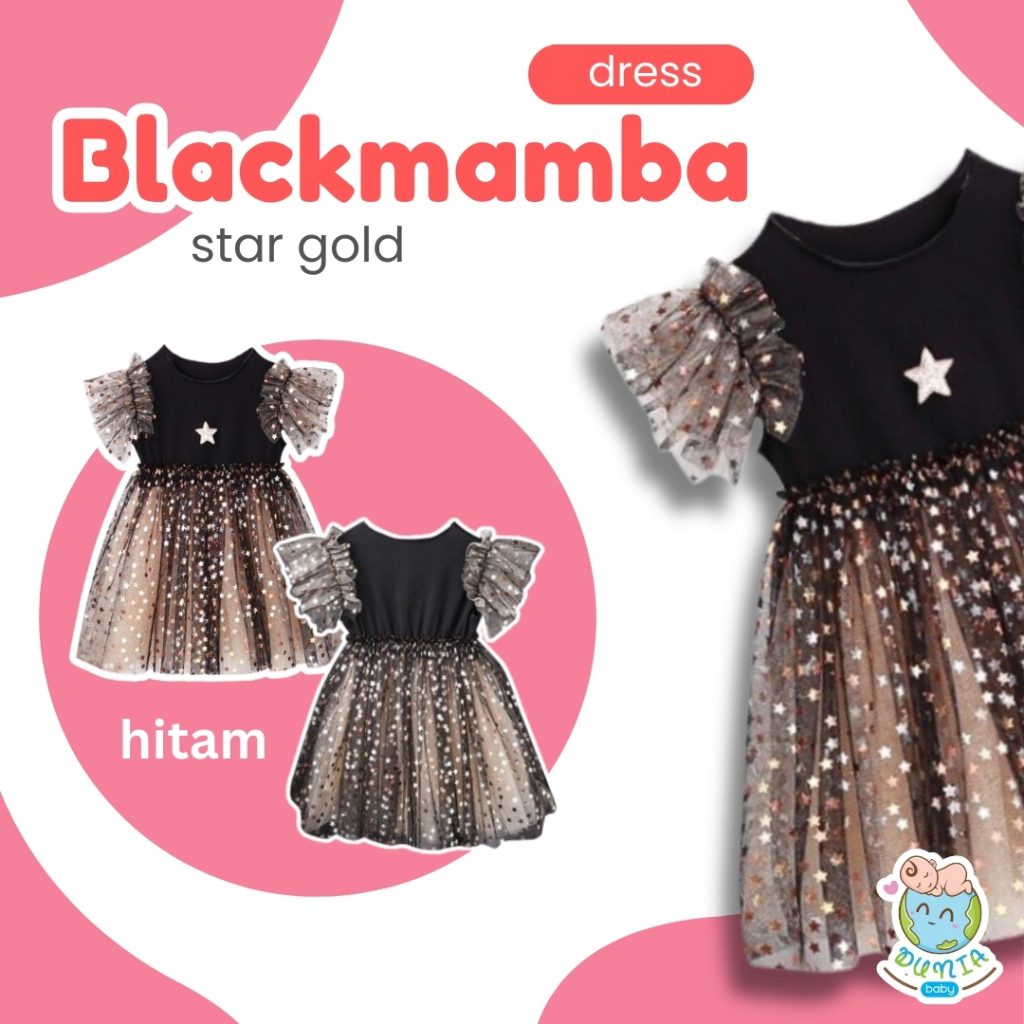 Jual DUNIABABY 0-7 Tahun Dress Black Mamba Star Gold Anak Perempuan Rok ...