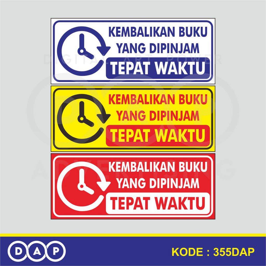 Jual 355 - STIKER KEMBALIKAN PINJAM BUKU - 25 X 10 CM - VYNIL - TERBAIK ...