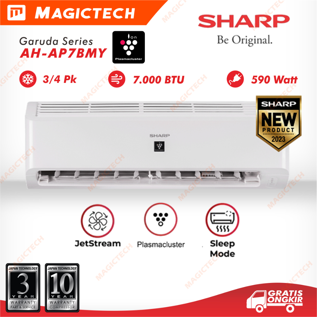 Jual AC SHARP Plasmacluster 3/4 PK (0,75 PK) AH-AP7BMY / 7BMY SuperJet R32 | Shopee Indonesia