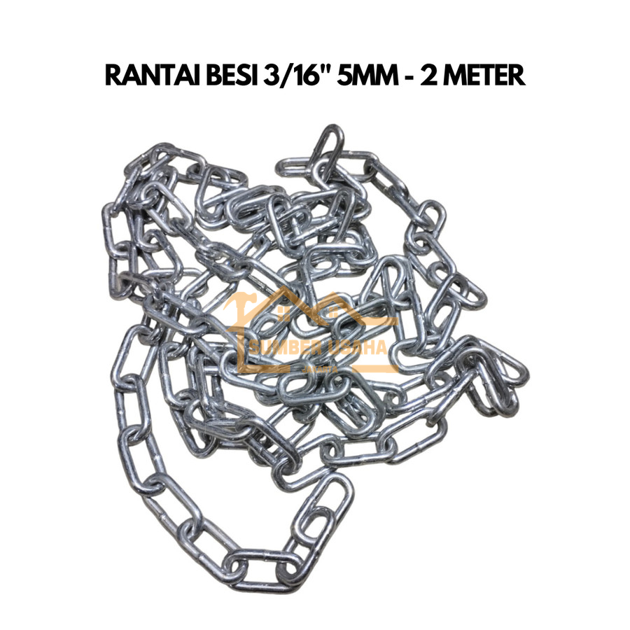 Jual 2 METER Rantai Besi Galvanis 5mm Rantai Kapal Gembok Pagar 3/16 ...