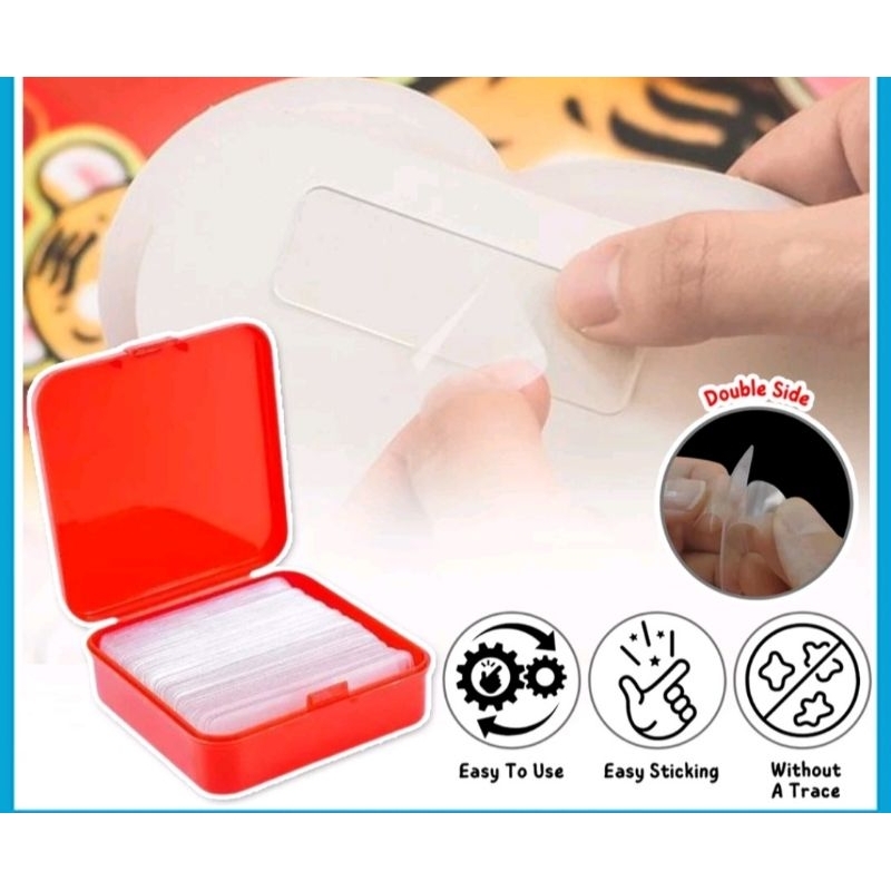 Jual Double Tape 2 Sisi 1kotak isi 60pcs Isolasi Bening Sticker Perekat ...
