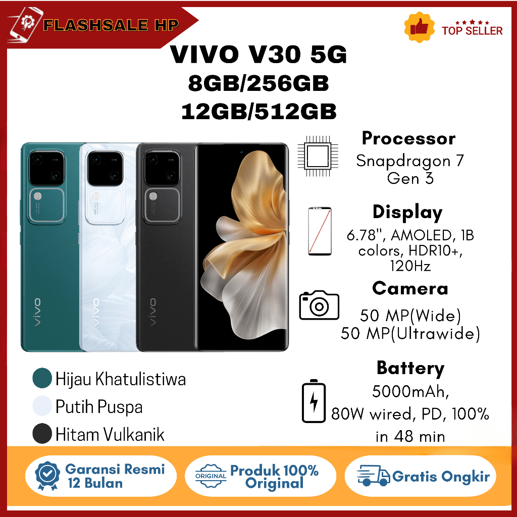 Jual VIVO V30 5G RAM 8GB/256GB & 12GB/512GB GARANSI RESMI NASIONAL | Shopee Indonesia