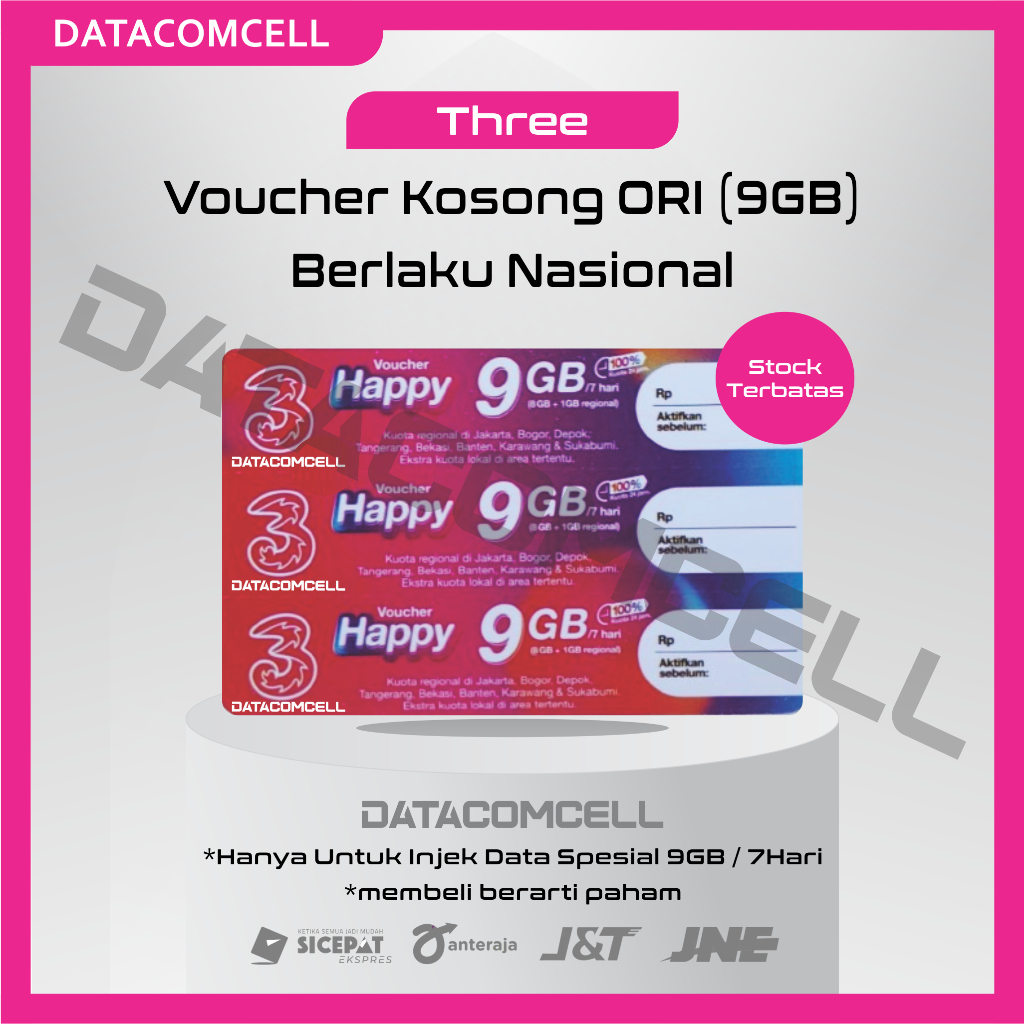 Jual VOUCHER TRI THREE ORI KOSONG NASIONAL 1K (9GB) | Shopee Indonesia