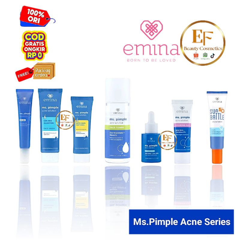 Jual EMINA Ms.Pimple Acne Solution Paket/Satuan Face Wash | Toner ...