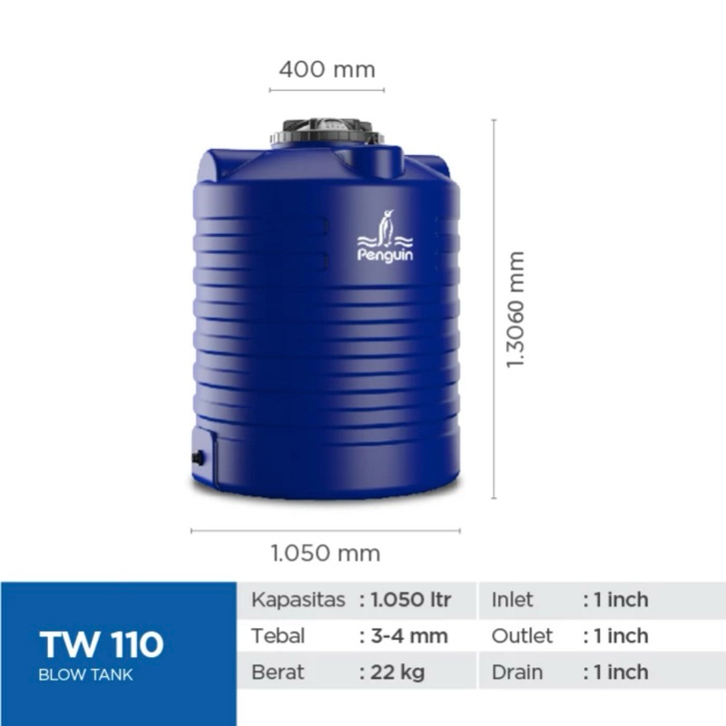 Jual Toren / Tandon / Tangki Air Penguin TW Blow Tank kapasitas 250 ...