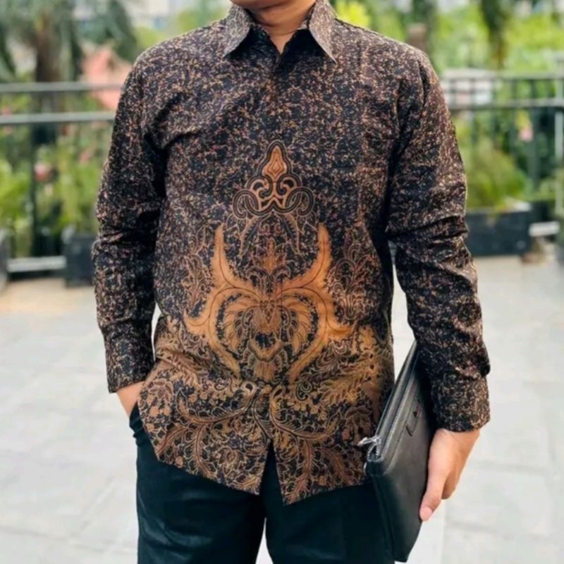 Jual REMEKAN SOGAN Kemeja batik pria lengan panjang katun solo lapis ...