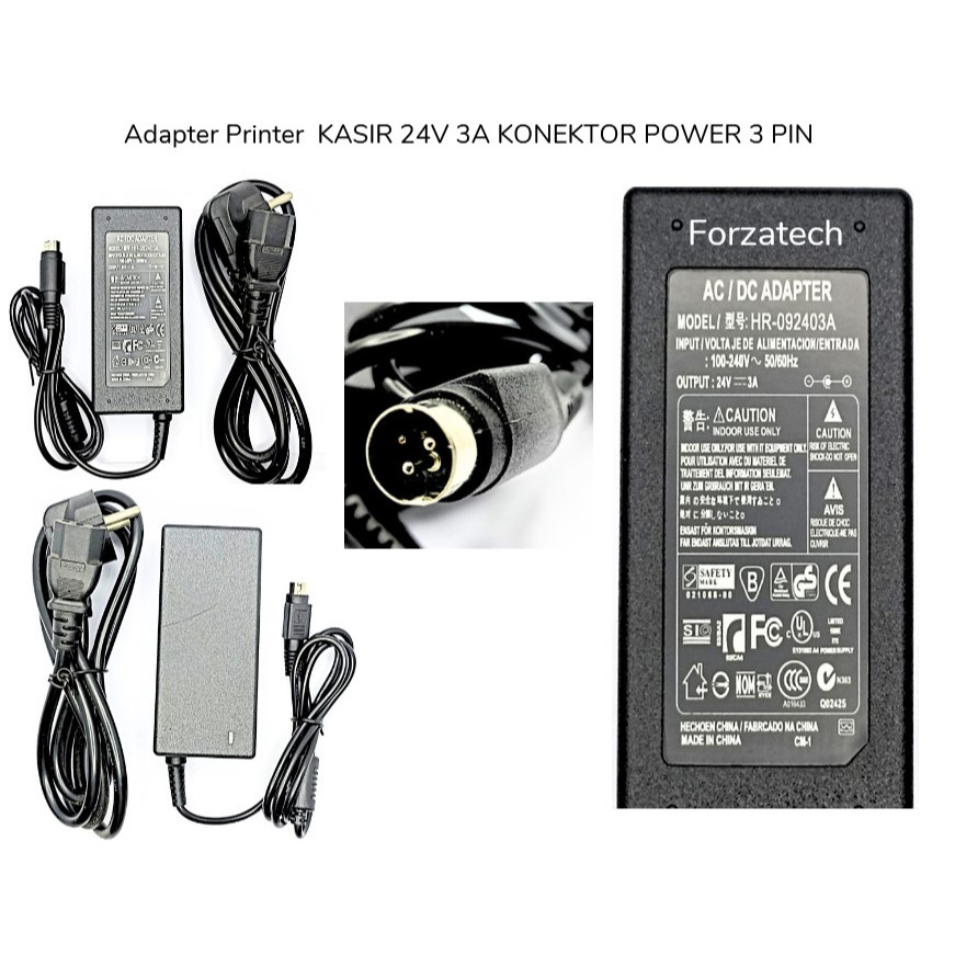 Jual Adapter Charer Printer Kasir 24V 3A KONEKTOR POWER 3PIN New ...