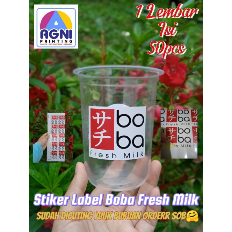 Jual Stiker Label Boba Fresh Milk 1 lembar isi 50pcs bisa COD | Shopee ...