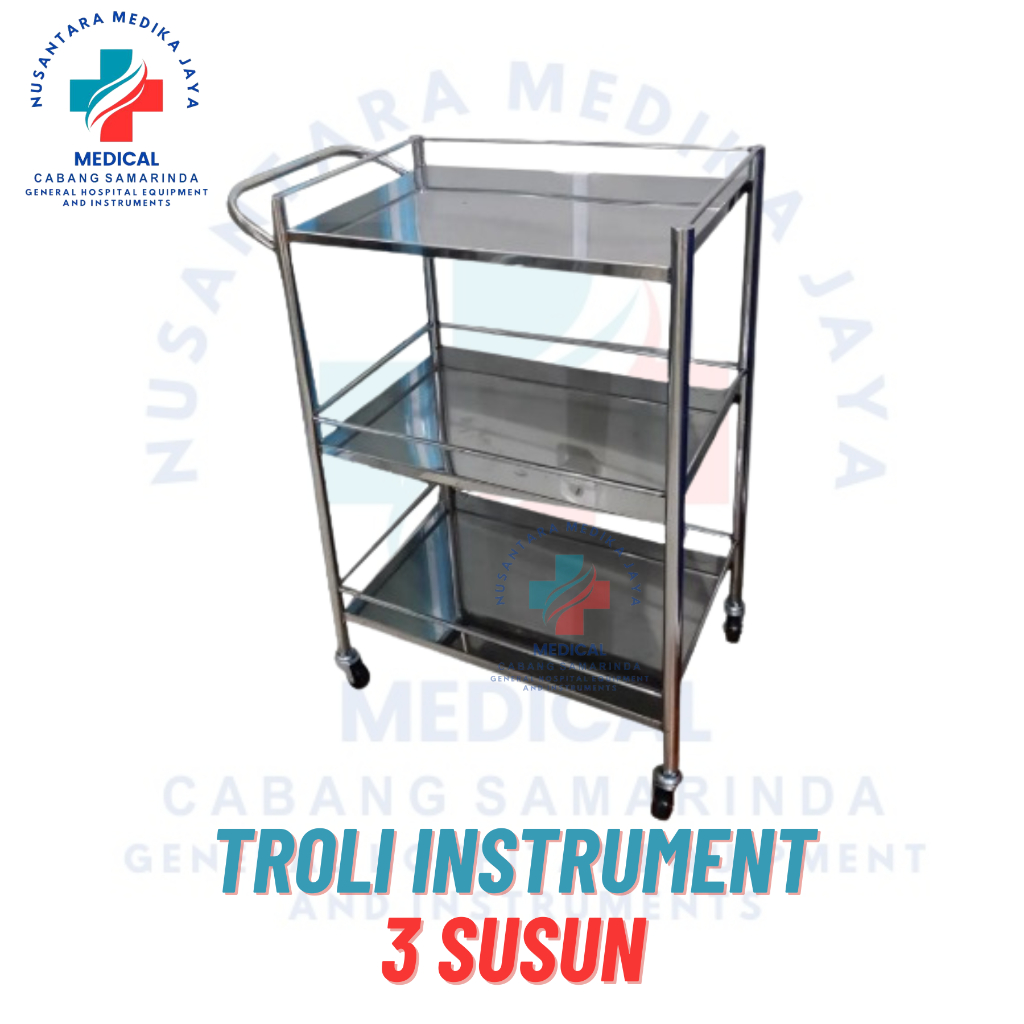 Jual Troli Instrumen 3 Susun Troli Tindakan 3 rak Troli Medis | Shopee ...