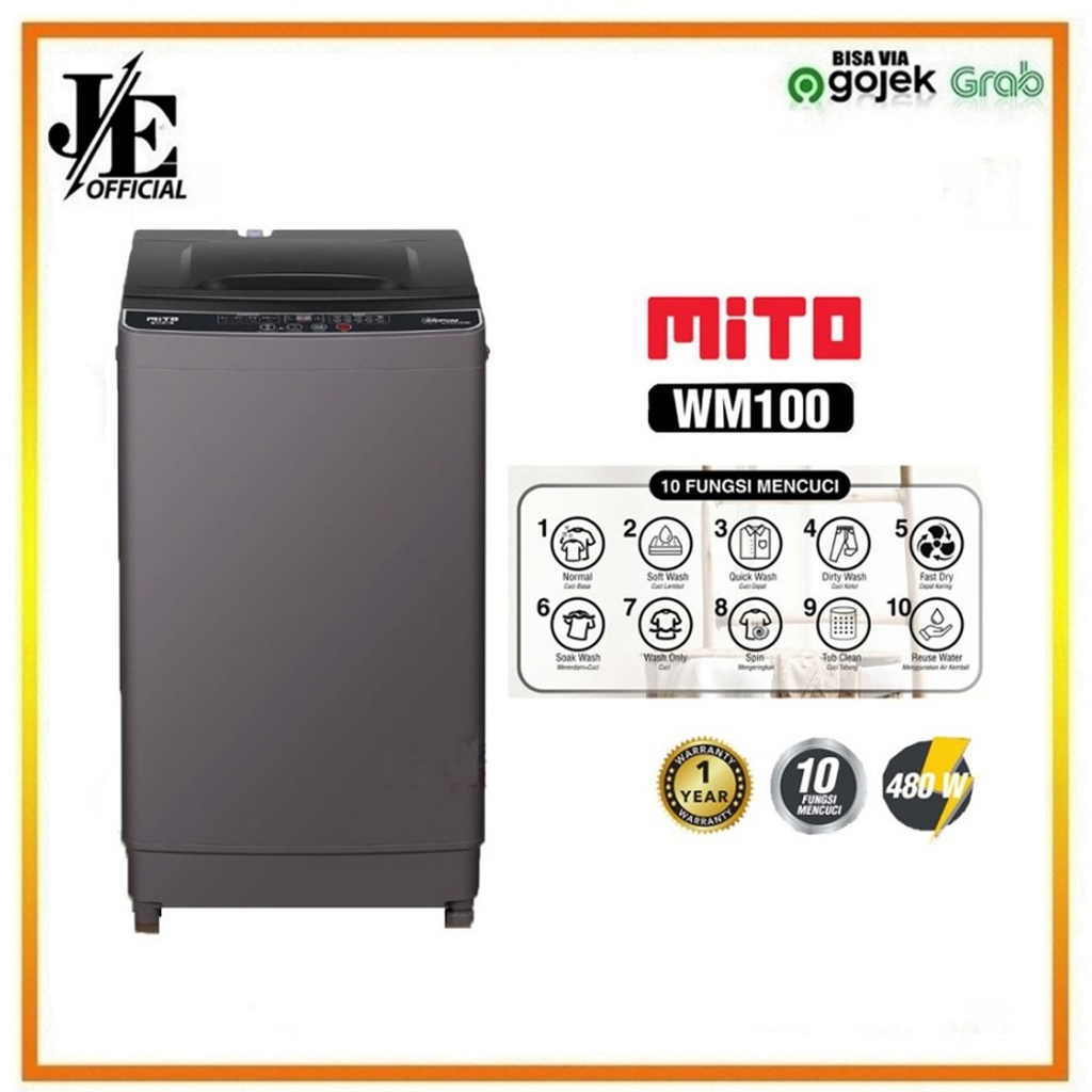 Jual MITO Mesin Cuci 1 Tabung Full Otomatis WM100 Kapasitas 6 KG WM 100 | Shopee Indonesia