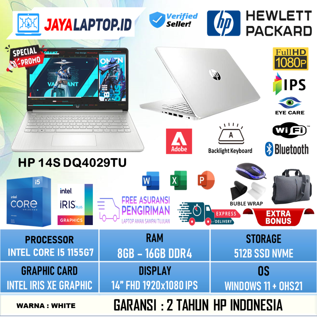 Jual Laptop Baru HP 14 DQ4029TU intel Core i5 1155U Ram 16GB 512GB Ssd ...