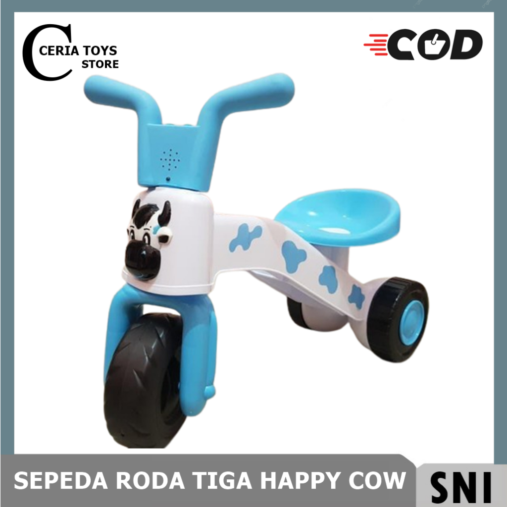Jual Mainan Sepeda Balita Roda Tiga, Push Bike Tricyle Happy Cow ...