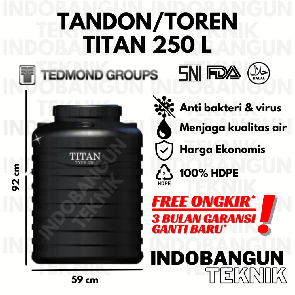 Jual Tandon Toren Tangki Air Titan 250 Liter Harga Murah Tedmond Grand ...
