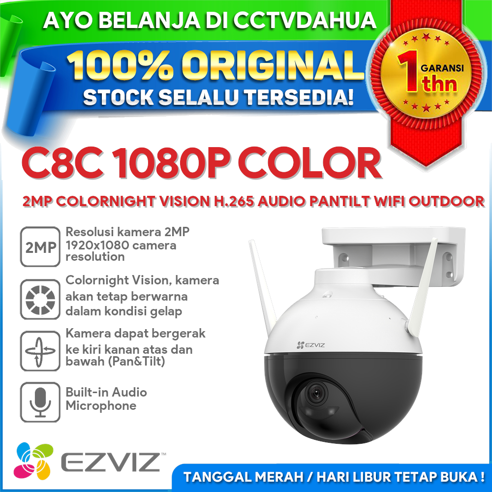 Jual Ezviz C8C Pro AI 1080P Color Night PT Wireless IP Camera CCTV ...