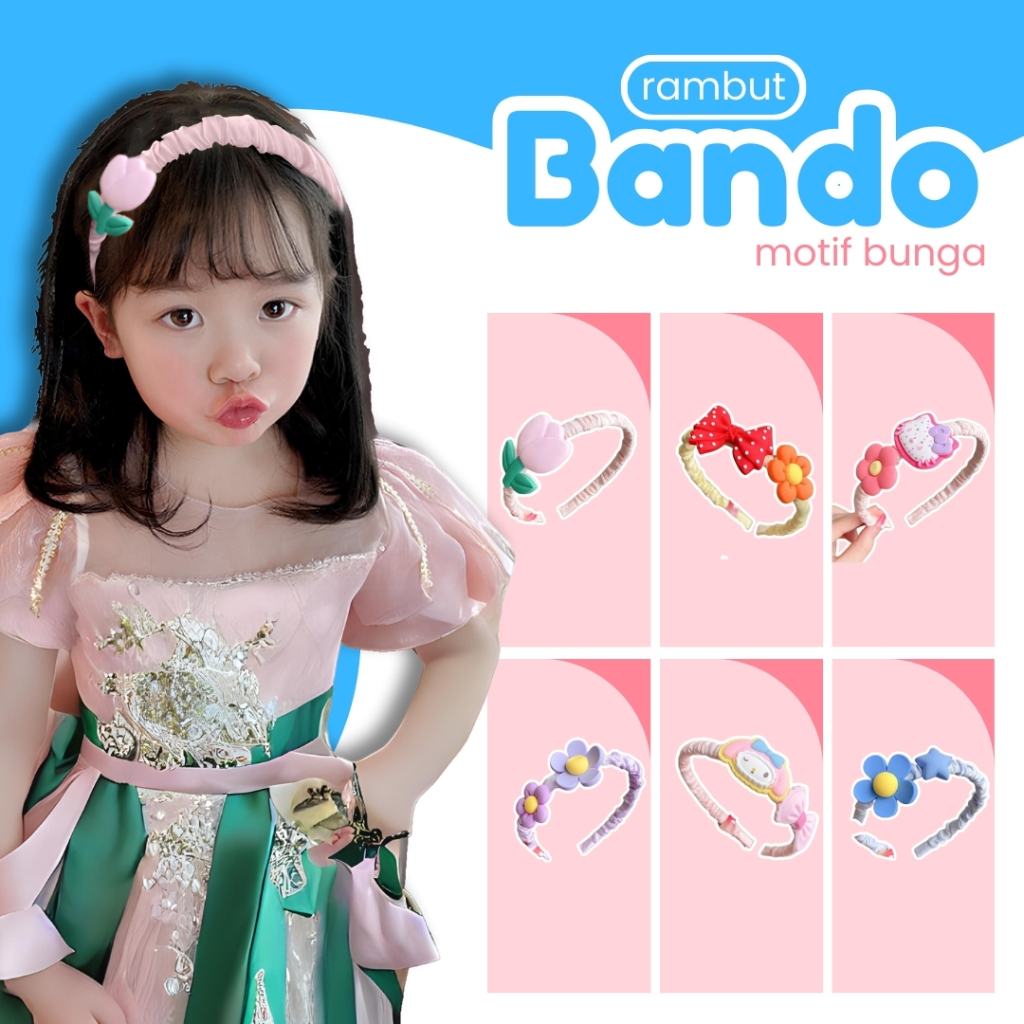 Jual [BABYKIDDOS] Bando Rambut Anak Perempuan Bandana Motif Bunga Dan ...