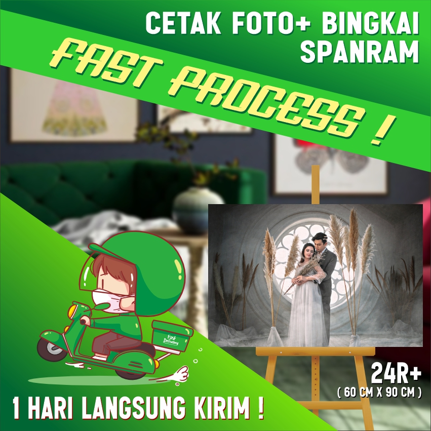Jual CETAK FOTO + BINGKAI SPANRAM 1HARI JADI 24R ( 60cm X 90cm ...