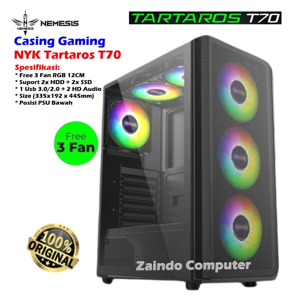Jual CASING GAMING NYK NEMESIS TARTAROS T70 - CASE PC GAMING TARTTAROS ...