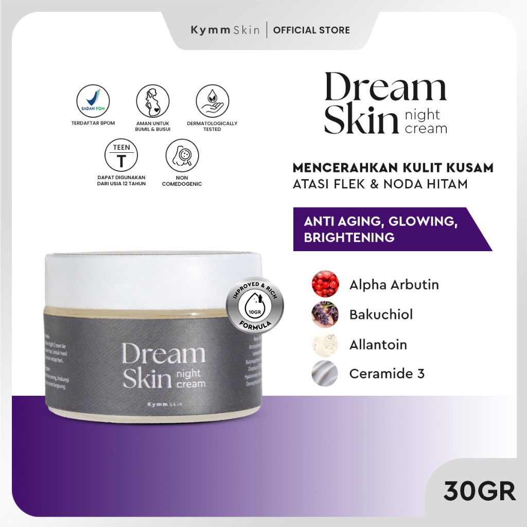 Jual KYMM SKIN Dream Skin Night Cream Brightening and Glowing 30GR ...