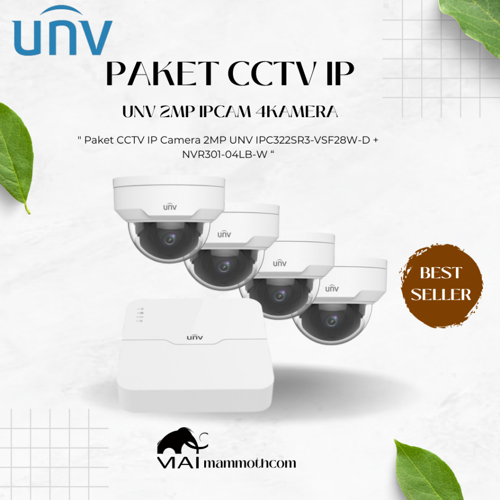 Jual Paket CCTV IP Camera 2MP UNV IPC322SR3-VSF28W-D + NVR301-04LB-W | Shopee Indonesia
