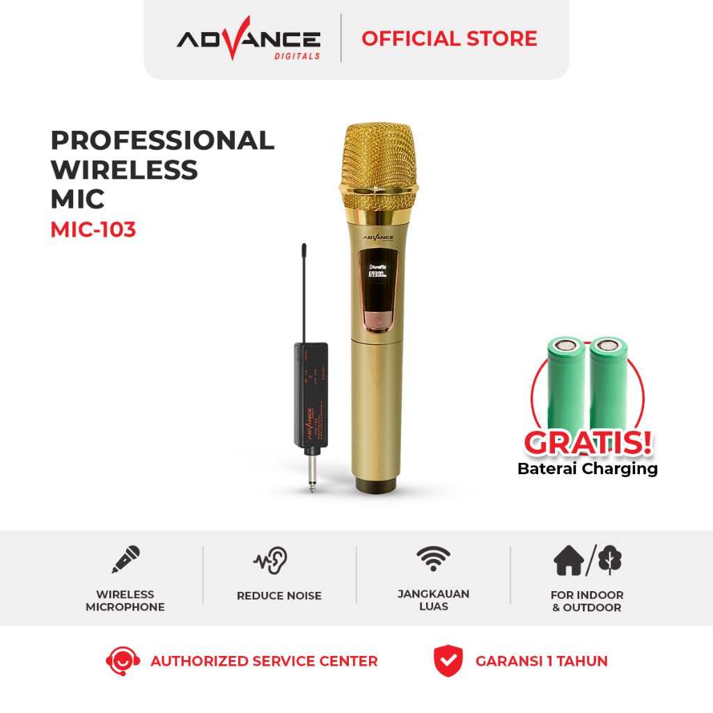 Jual Advance Mic103 Microphone Profesional Mic Wireless Gold Bisa di ...