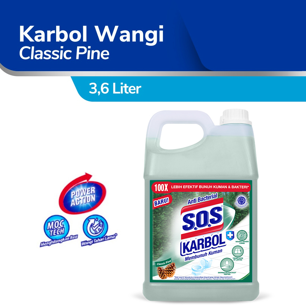 Jual SOS Karbol 3600ml Anti Bacterial Jerigen 3,6liter litre | Shopee ...