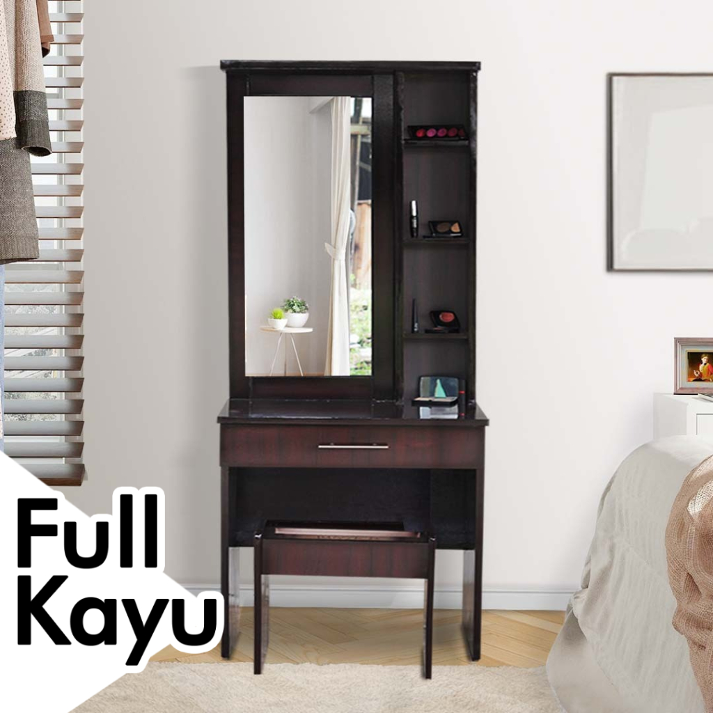 Jual Meja Rias Dressing Table Kayu dengan Stool / Kursi Modern ...