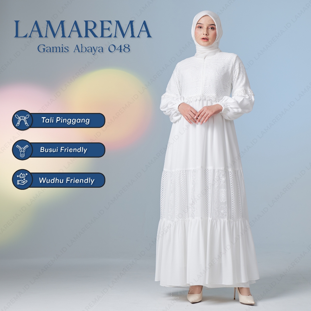 Jual Baju Gamis Putih LM-048 Wanita Simple Elegan Dan Mewah | Gamis ...