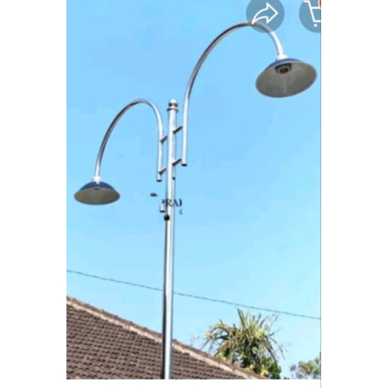 Jual tiang lampu stainless 2 lengkung,full set 2cup+2fitting | Shopee ...