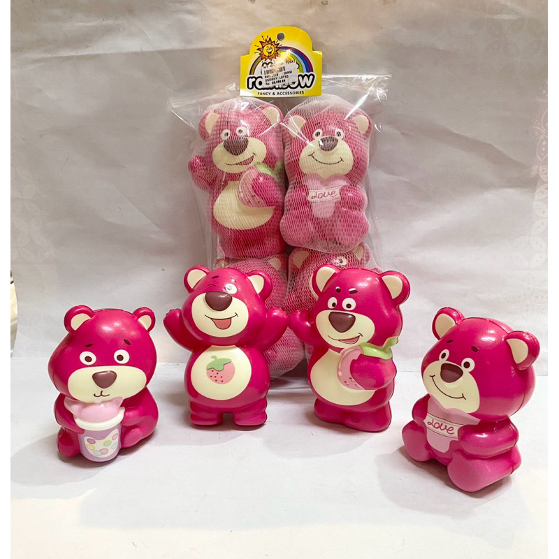 Jual squishy sekuisi squisi skuisi boneka bear lotso strawberry merah ...