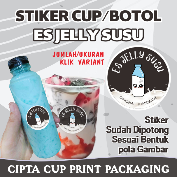 Jual stiker label cup & botol ES JELLY SUSU | Shopee Indonesia