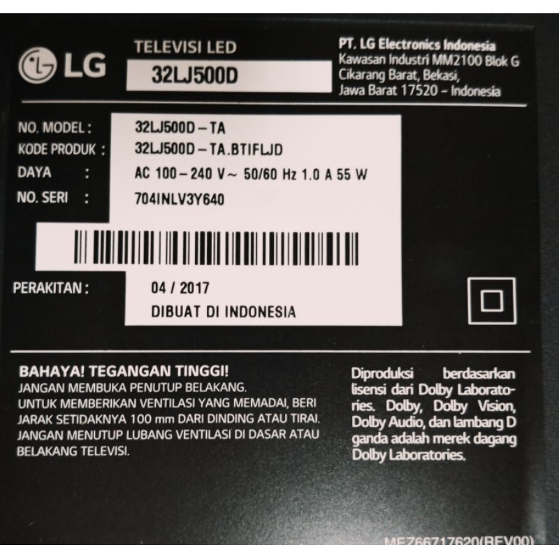 Jual TV LCD Merk LG 32LJ500D bekas, minus garis | Shopee Indonesia