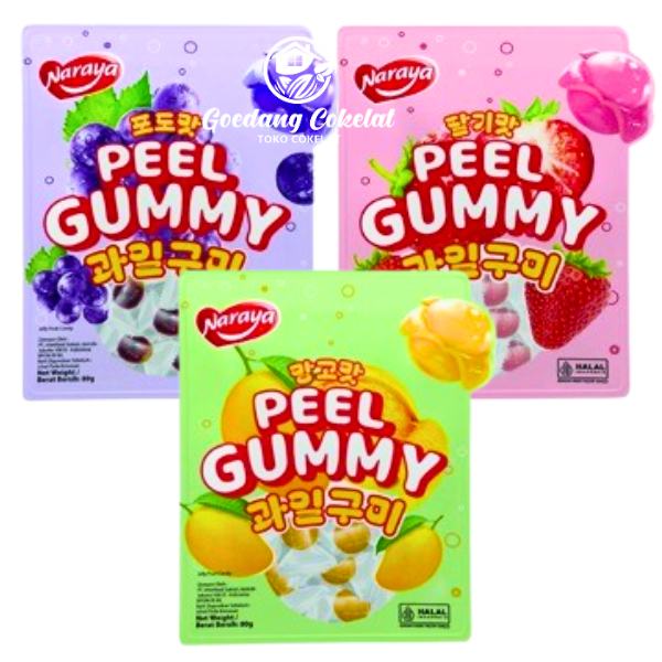 Jual Naraya Peel Gummy Permen Jelly Kupas Rasa Buah Anggur Mangga Strawberry Lemon Peach 80g ...