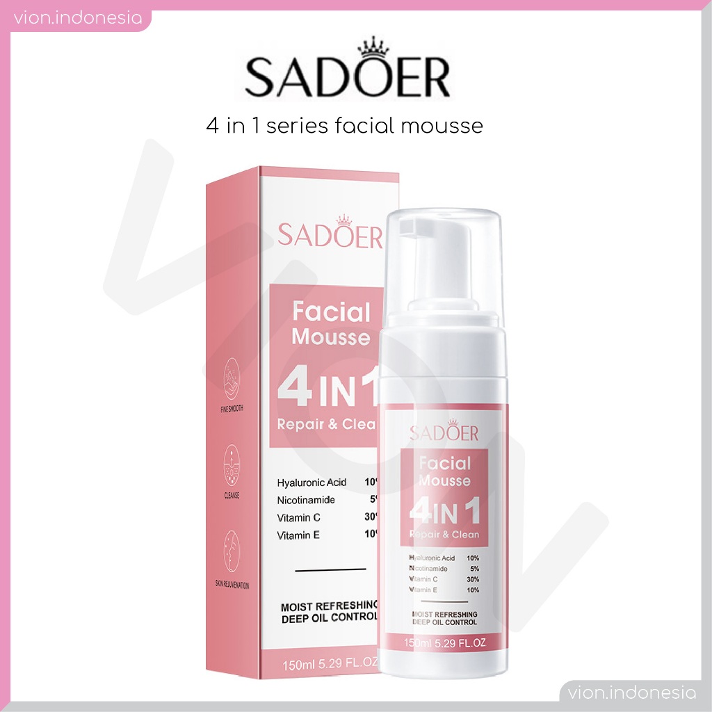 Jual SADOER 4in1 Facial Mousse Repair Cleansing 150ml Wajah Facial Cleanser Face Wash Foam Sabun ...