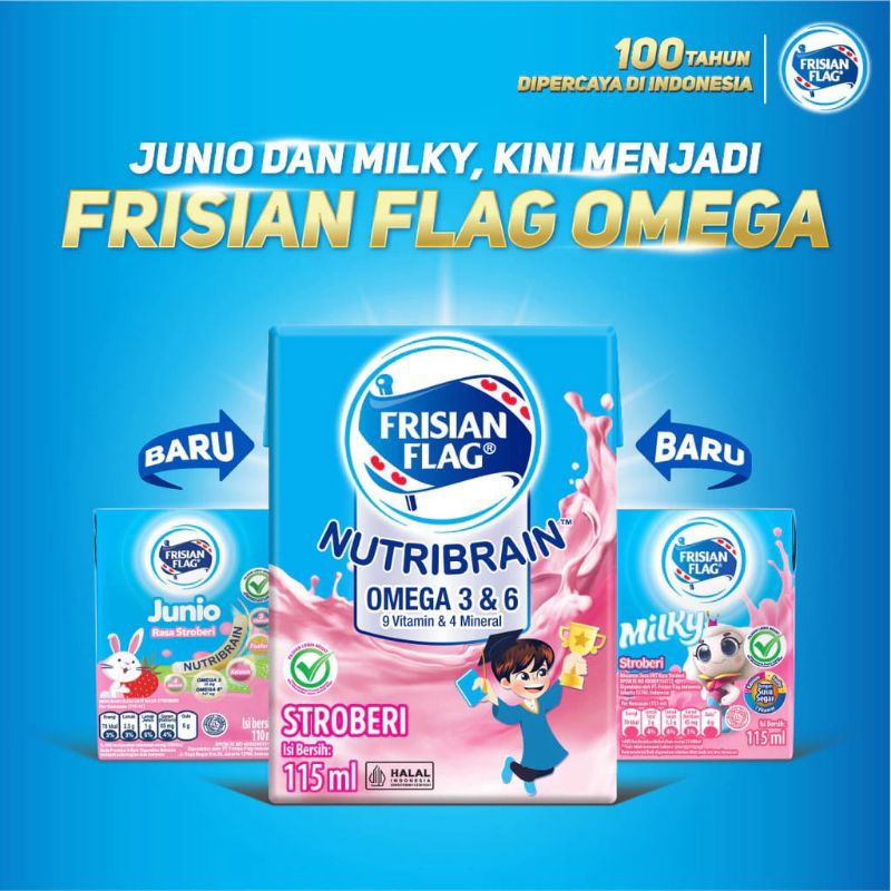 Jual FRISIAN FLAG UHT NUTRIBRAIN OMEGA 115 ml // JUNIO STRAWBERRY 36 pcs | Shopee Indonesia