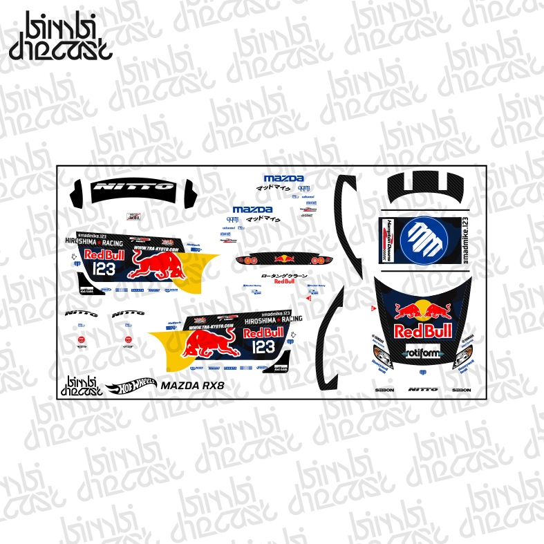 Jual Decal Hotwheels Mazda RX8 Red Bull Mad Mike | Shopee Indonesia