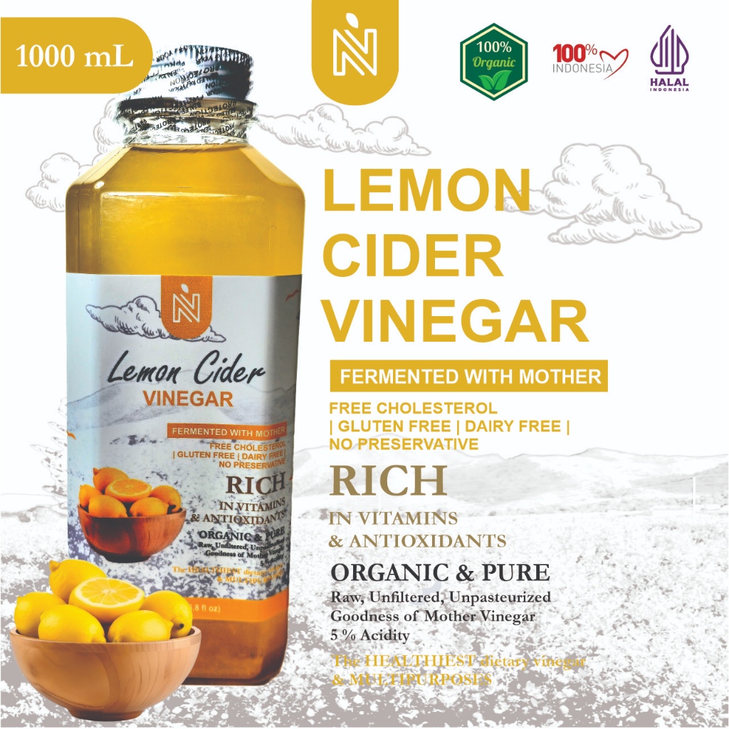 Jual Lemon Cider Vinegar 1000ml with Mother Endapan / Cuka Lemon Bragg ...