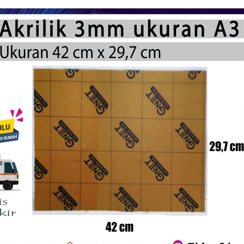 Jual Akrilik / Acrylic / Mika Ukuran A3 3mm | Shopee Indonesia