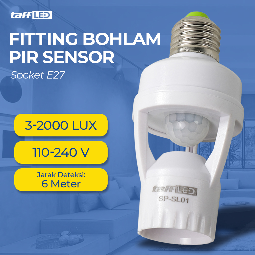 Jual Fitting Lampu Bohlam PIR Sensor Gerak 2000 LUX 240V 60W E27 ...