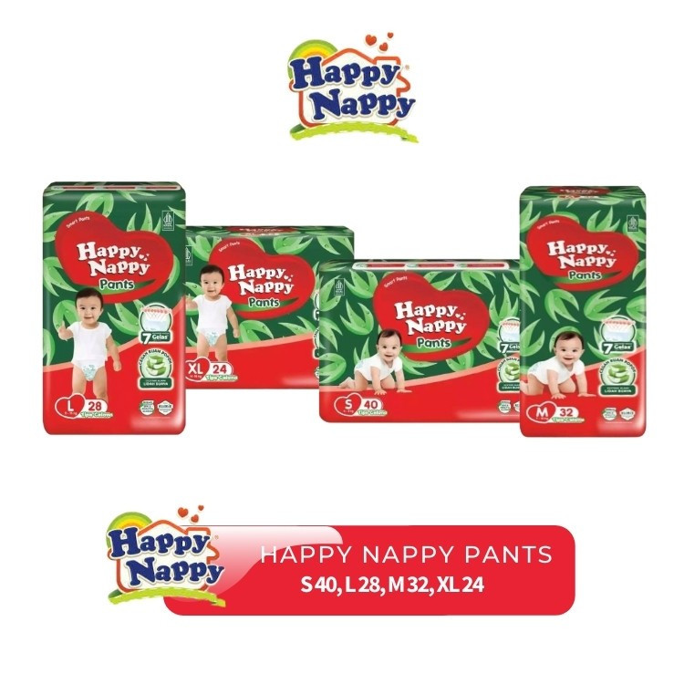Jual Happy Nappy Pants S40 / M34/ M32 / L28 / XL26 / XL24 diapers pants ...