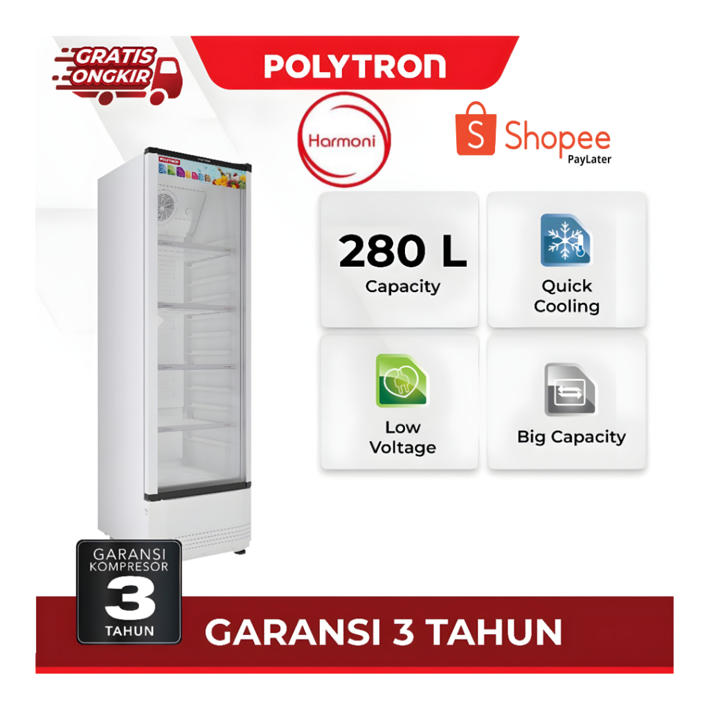 Jual SHOWCASE POLYTRON 4 RAK SCN 230 280 LITER KULKAS PENDINGIN MINUMAN ...