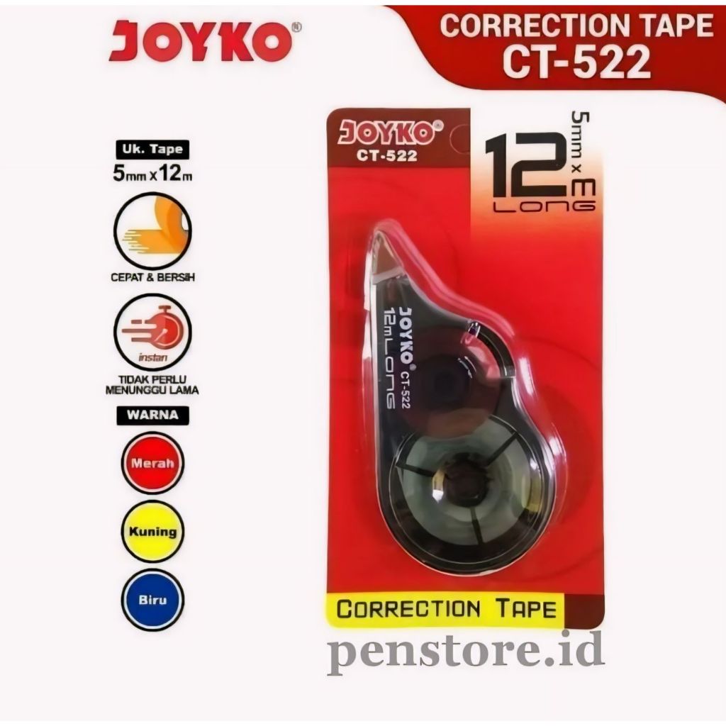 Jual (pcs) Stipo Kertas JOYKO CT-522 12 Meter LONG / Correction Tape ...