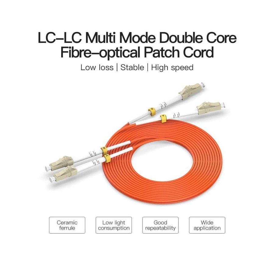 Jual LC LC patchcord fiber optic Duplex Multimode 50/125um 5 meter ...