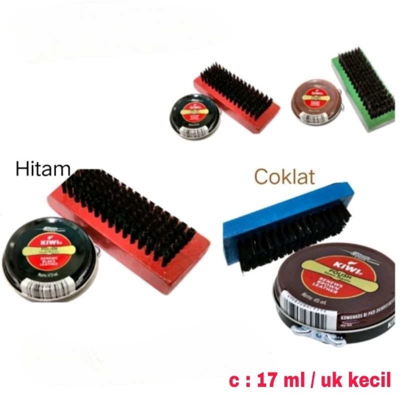 Jual PAKET SEMIR SEPATU KIWI UK 17.5 ML HITAM & COKELAT ( semir + sikat ...