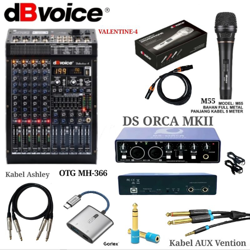 Jual Paket Hemat Mixer Audio dBvoice Audio Interface DS Orca MK II Mic ...