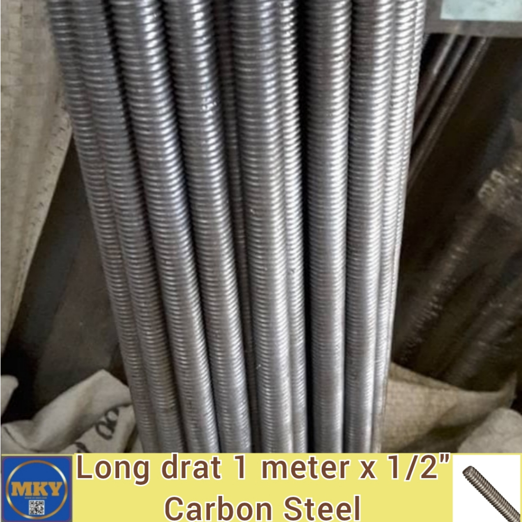 Jual asdrat besi hitam 1/2" x 1 meter drat 1/2" long drat besi hitam 1/ ...