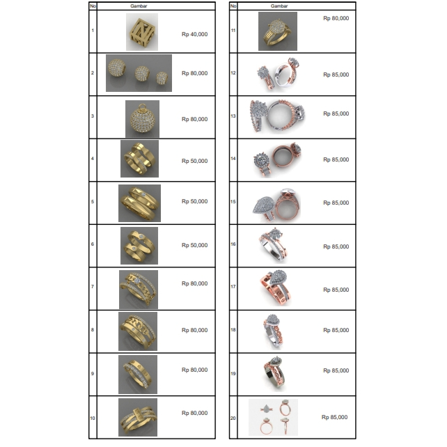 Jual 44 Model Design Perhiasan Emas File STL Gold Jewelry 3D Print ...