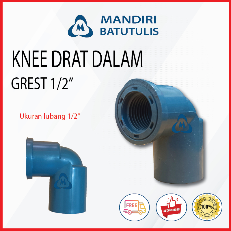 Jual Elbow Ellbow knee Keni Drat Dalam PVC 1/2" inch Sambungan Belokan ...